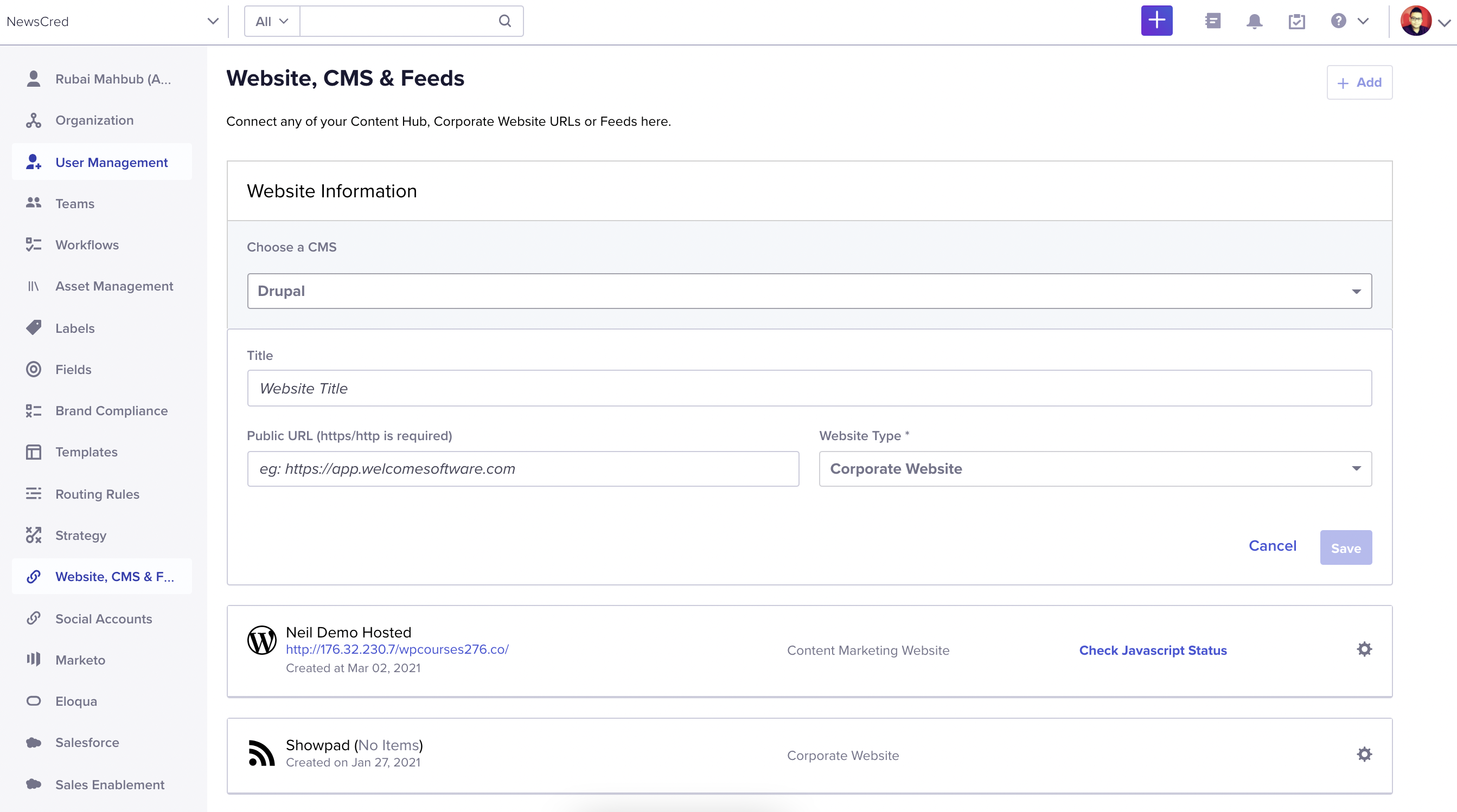 Integrate your Drupal website – Support Help Center